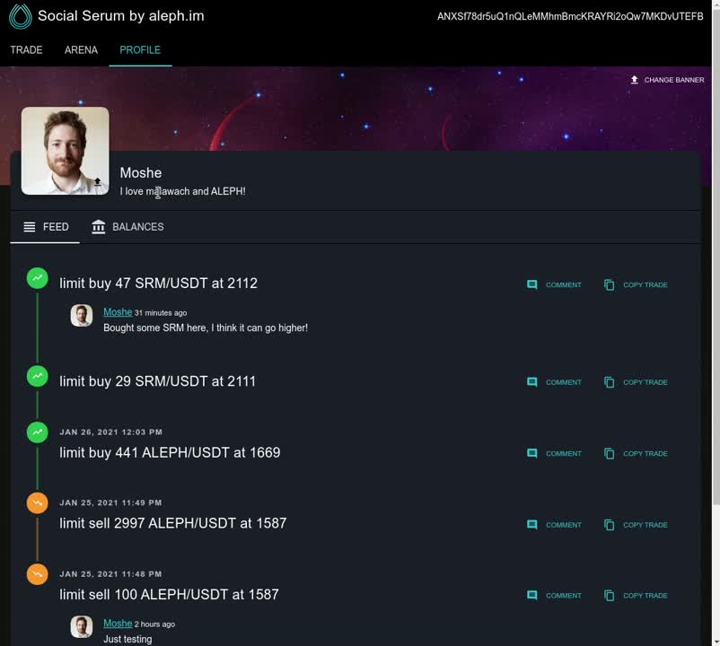 Aleph.im on LinkedIn: Sneak peek: Serum social trading via aleph.im ... Aleph.im on LinkedIn: Sneak peek: Serum social trading via aleph.im ...