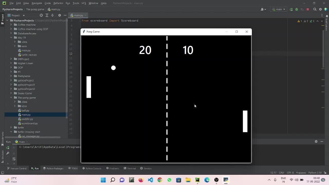 Aritra Pal on LinkedIn: #python #pong #pythonprogramming Aritra Pal on LinkedIn: #python #pong #pythonprogramming