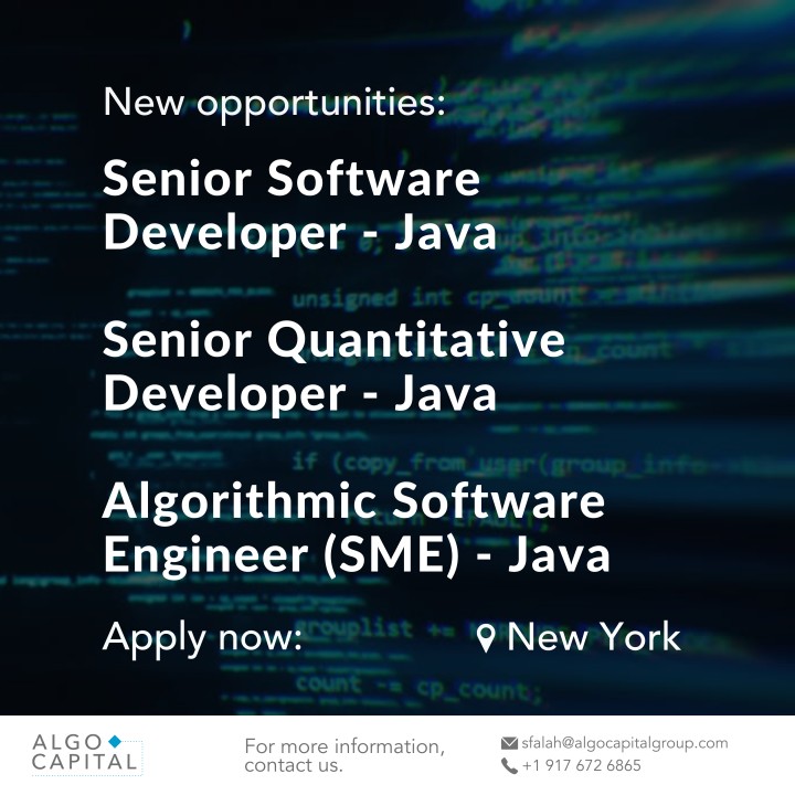 Algo Capital Group on LinkedIn: Java Consultancy Roles (up to 24 months) Algo Capital Group on LinkedIn: Java Consultancy Roles (up to 24 months)