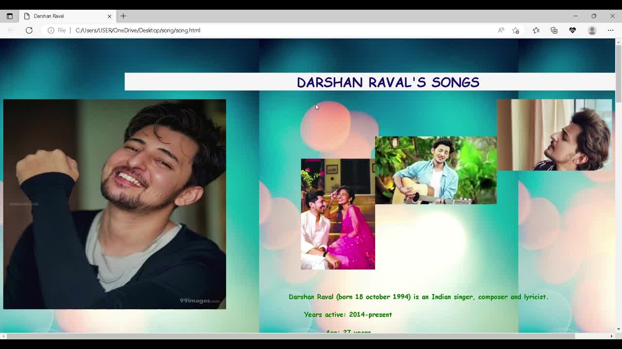 Jagruti Jain on LinkedIn: My 2nd project in Html , CSS Darshan Raval's ... Jagruti Jain on LinkedIn: My 2nd project in Html , CSS Darshan Raval's ...