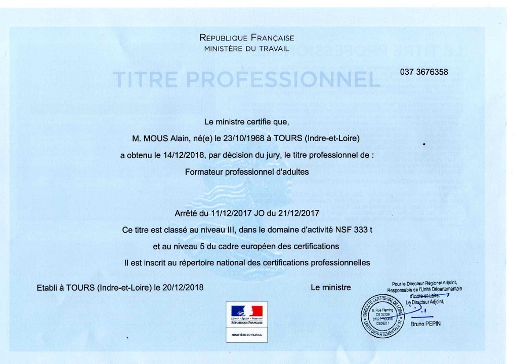 Titre professionnel FPA Titre professionnel FPA