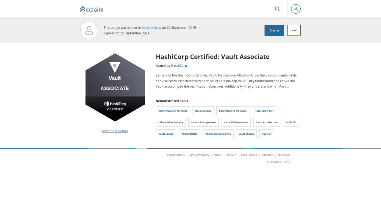HashiCorp Certified: Vault Associate HashiCorp Certified: Vault Associate