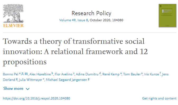 Towards Transformative Social Innovation Theory Towards Transformative Social Innovation Theory