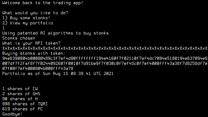 'Stonks' Format String Attack 'Stonks' Format String Attack