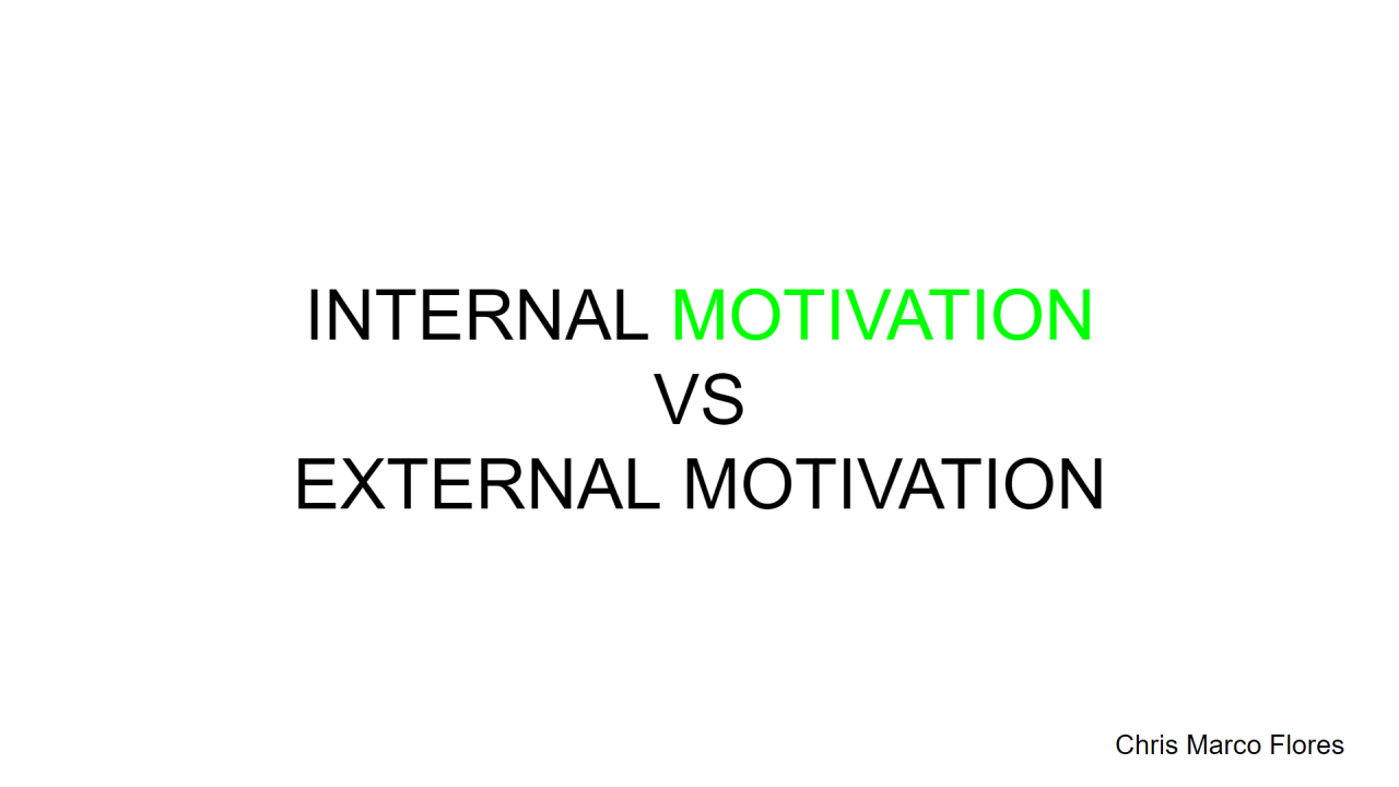 Internal Motivation Vs External Motivation Internal Motivation Vs External Motivation