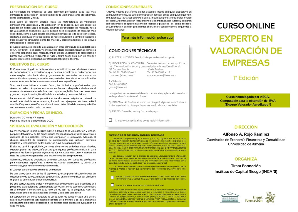 Curso Experto en Valoración de Empresas Curso Experto en Valoración de Empresas