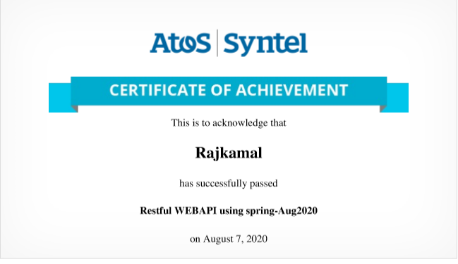 @AtosSyntel : #Restful WEBAPI using Spring Training# @AtosSyntel : #Restful WEBAPI using Spring Training#