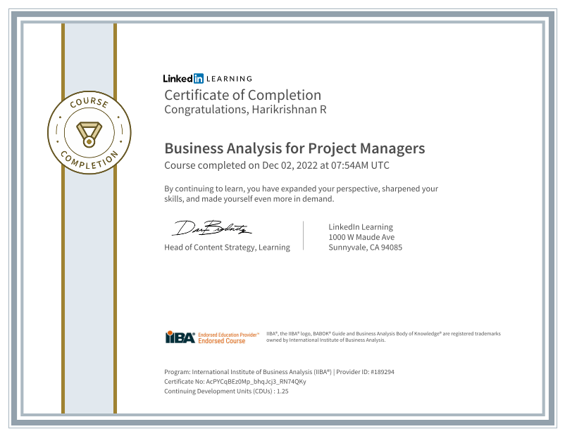 Harikrishnan R on LinkedIn: Certificate of Completion Harikrishnan R on LinkedIn: Certificate of Completion