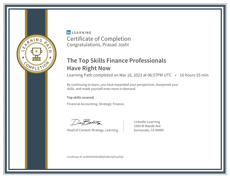 Prasad Joshi on LinkedIn: Certificate of Completion Prasad Joshi on LinkedIn: Certificate of Completion