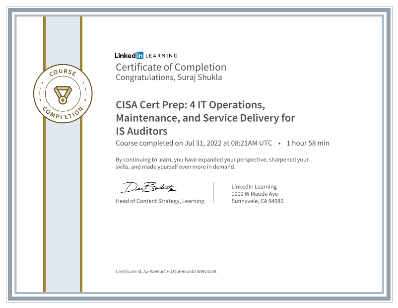 Suraj Shukla on LinkedIn: Certificate of Completion Suraj Shukla on LinkedIn: Certificate of Completion