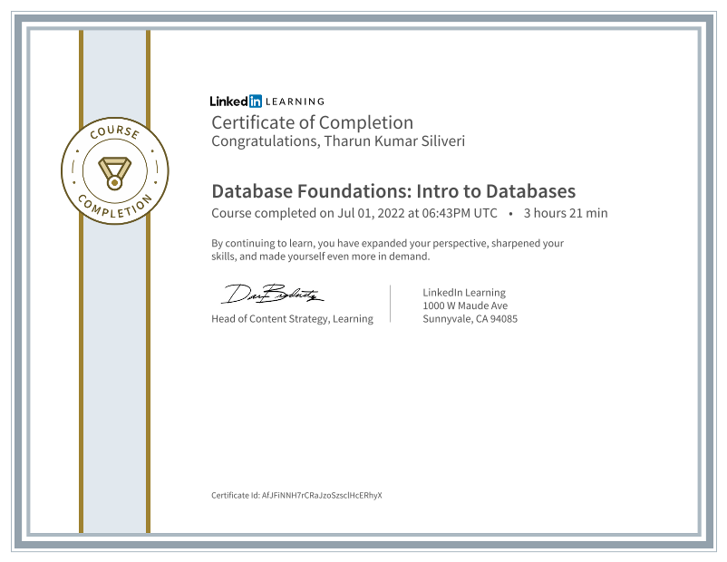 Tharun Kumar Siliveri on LinkedIn: Certificate of Completion Tharun Kumar Siliveri on LinkedIn: Certificate of Completion