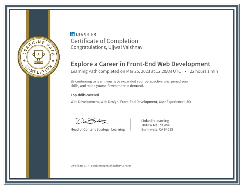 Ujjwal Vaishnav auf LinkedIn: Certificate of Completion Ujjwal Vaishnav auf LinkedIn: Certificate of Completion