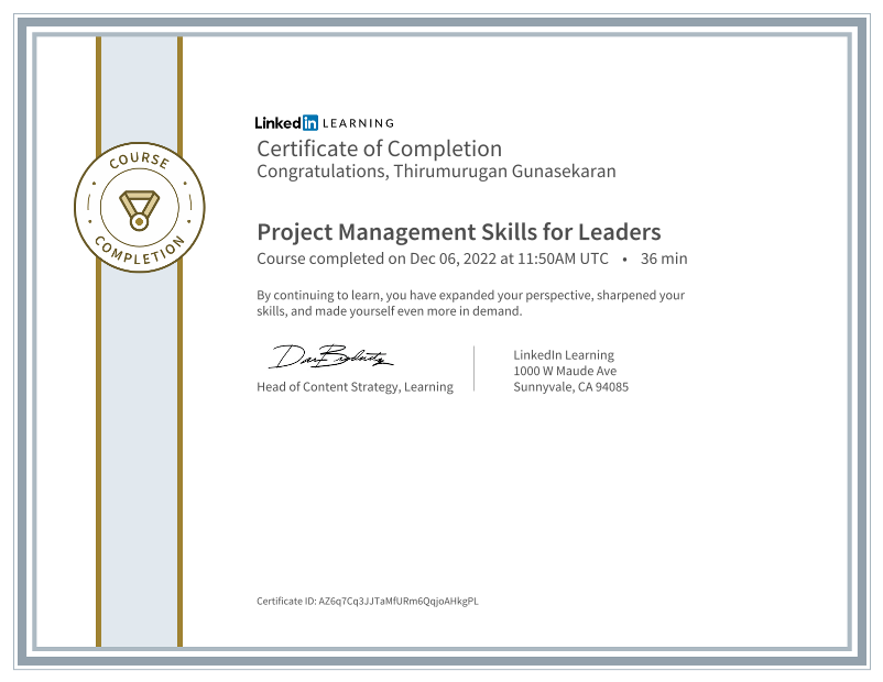 Thirumurugan Gunasekaran on LinkedIn: Certificate of Completion Thirumurugan Gunasekaran on LinkedIn: Certificate of Completion
