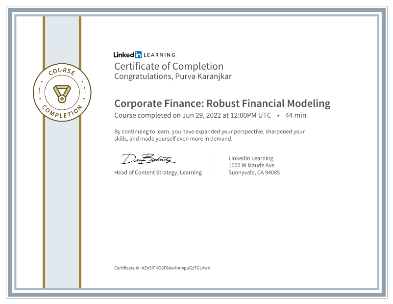Purva Karanjkar on LinkedIn: Certificate of Completion Purva Karanjkar on LinkedIn: Certificate of Completion