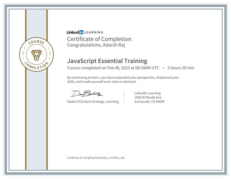 Adarsh Raj on LinkedIn: Certificate of Completion Adarsh Raj on LinkedIn: Certificate of Completion