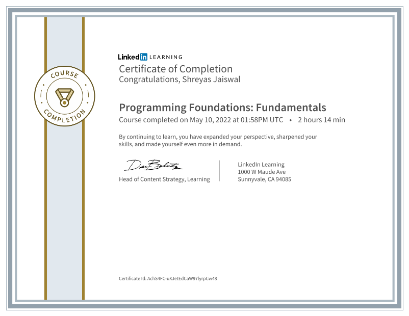 Shreyas Jaiswal on LinkedIn: Certificate of Completion Shreyas Jaiswal on LinkedIn: Certificate of Completion