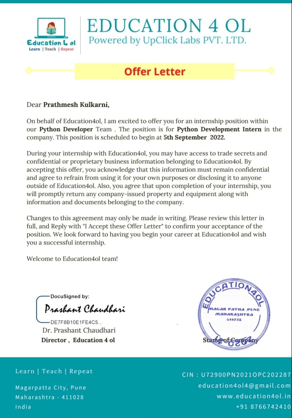 Prathmesh Kulkarni on LinkedIn: #internship #python Prathmesh Kulkarni on LinkedIn: #internship #python