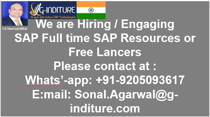 CA Neeraaj Mittal on LinkedIn: SAP Fulltime Free Lancers/ Full time ... CA Neeraaj Mittal on LinkedIn: SAP Fulltime Free Lancers/ Full time ...