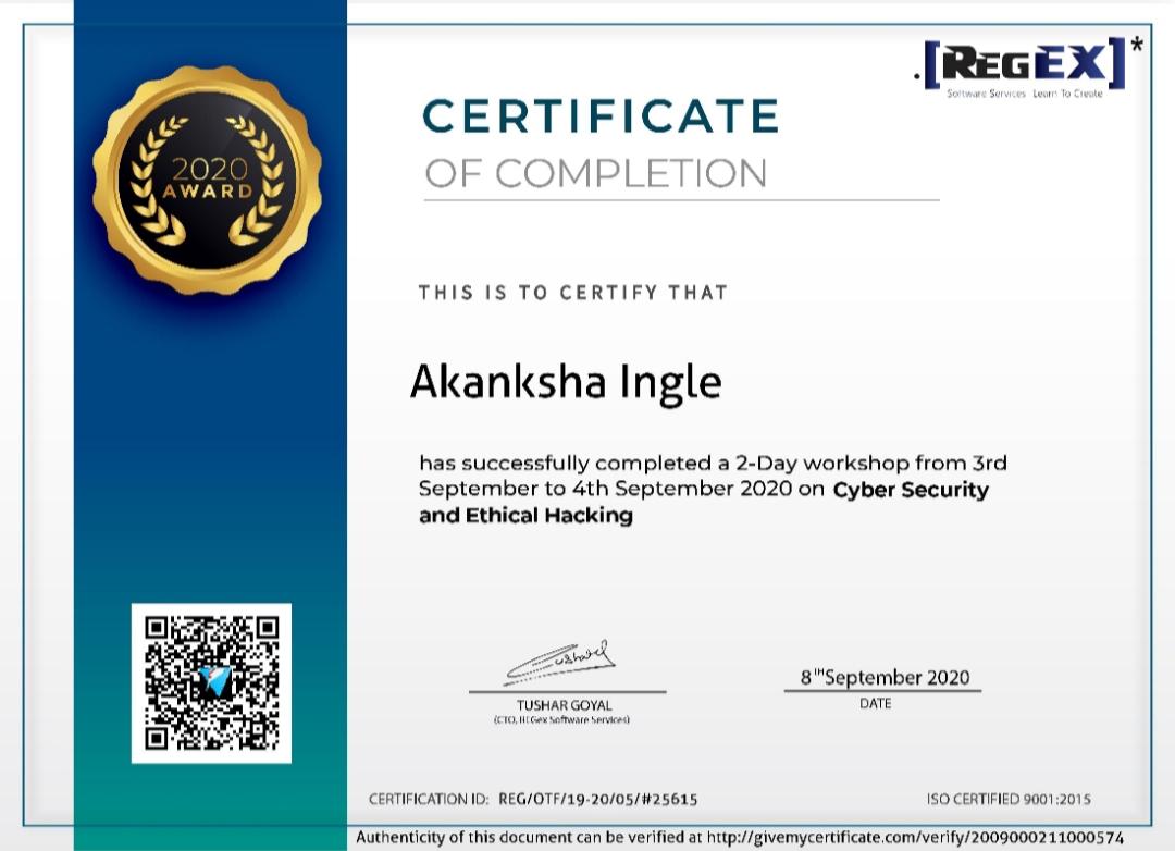 Akanksha Ingle on LinkedIn: #regex #certificateofcompletion # ... Akanksha Ingle on LinkedIn: #regex #certificateofcompletion # ...