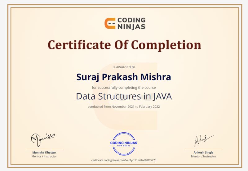 Suraj Prakash Mishra on LinkedIn: #codingninjas #java #learning Suraj Prakash Mishra on LinkedIn: #codingninjas #java #learning