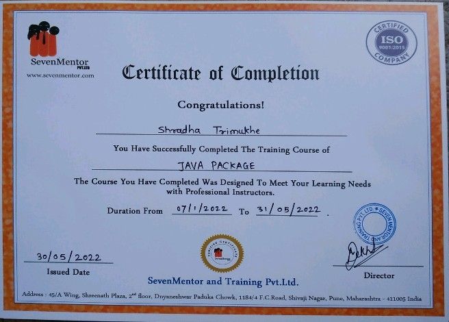 Shraddha Trimukhe on LinkedIn: #sevenmentor #java Shraddha Trimukhe on LinkedIn: #sevenmentor #java