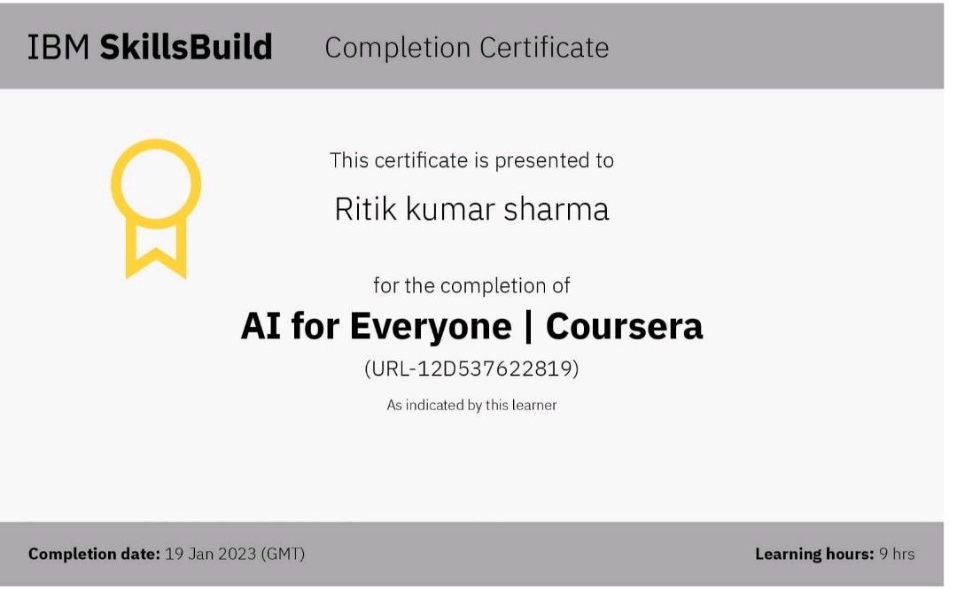 Ritik Kumar Sharma on LinkedIn: #ibm #ai #coursera Ritik Kumar Sharma on LinkedIn: #ibm #ai #coursera