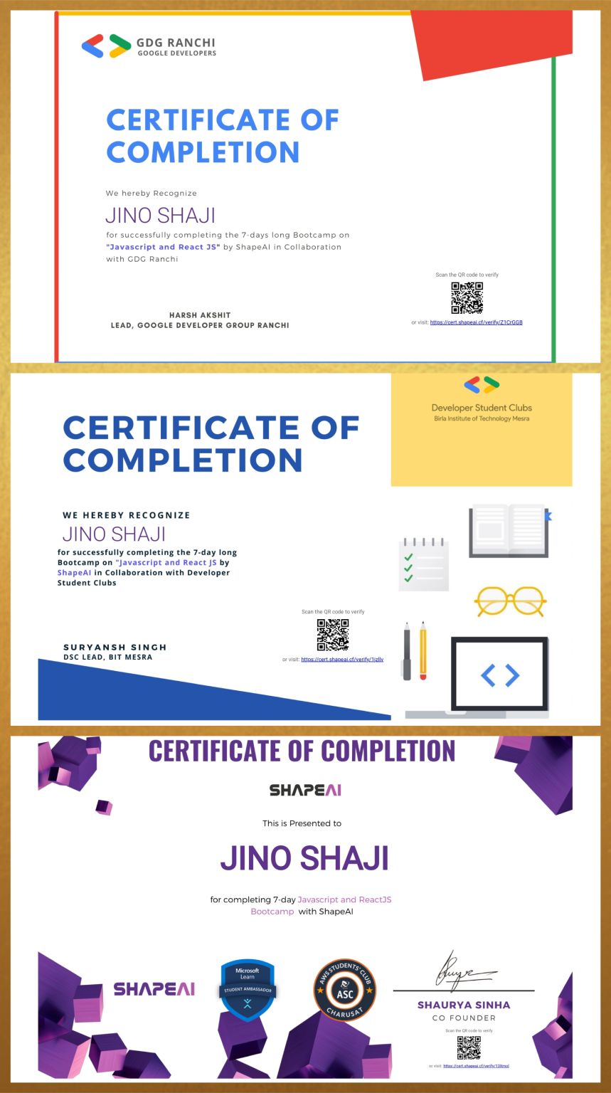 Jino Shaji on LinkedIn: #shapeai #7daysofbootcamp #javascript #reactjs ... Jino Shaji on LinkedIn: #shapeai #7daysofbootcamp #javascript #reactjs ...