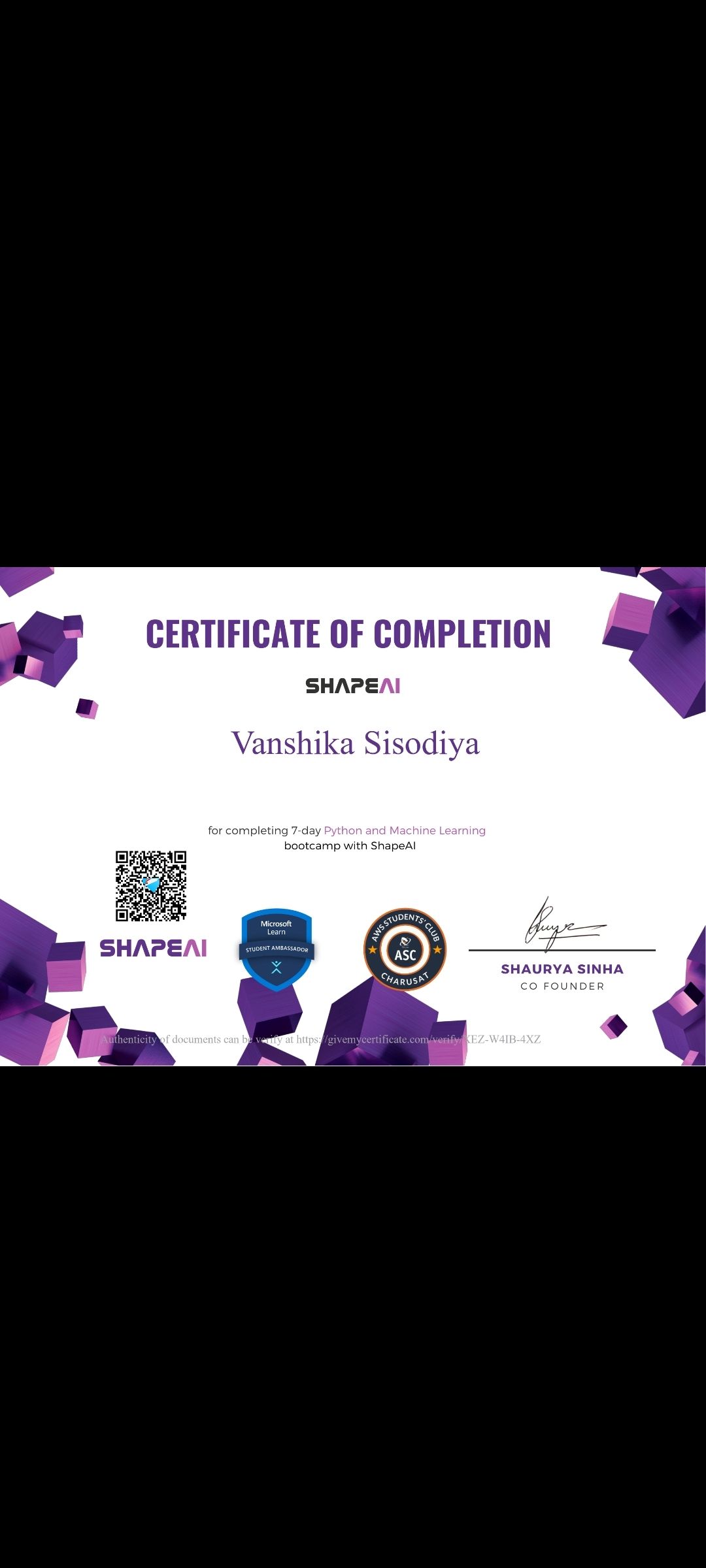 Vanshika Sisodiya on LinkedIn: Finally ! Did the Python course. Vanshika Sisodiya on LinkedIn: Finally ! Did the Python course.