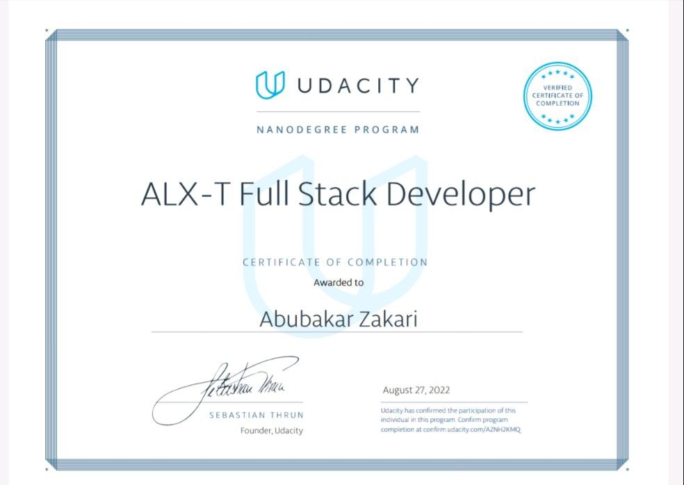 Abubakar Zakari on LinkedIn: #skillupstandout #udacity #alx # ... Abubakar Zakari on LinkedIn: #skillupstandout #udacity #alx # ...