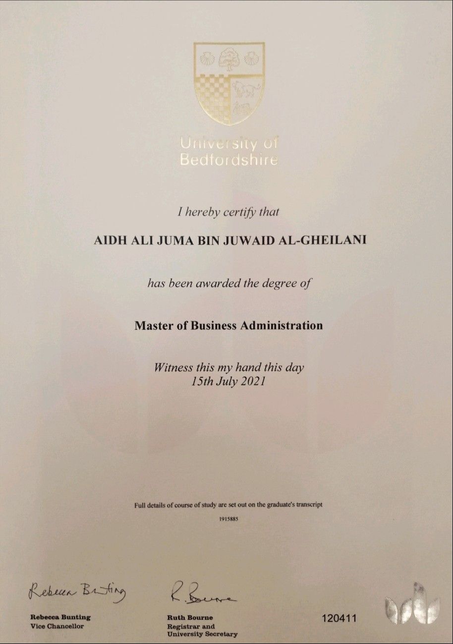 Aiadh Al Gheilani,MBA ,CIPD on LinkedIn: Happy to receive my MBA ... Aiadh Al Gheilani,MBA ,CIPD on LinkedIn: Happy to receive my MBA ...