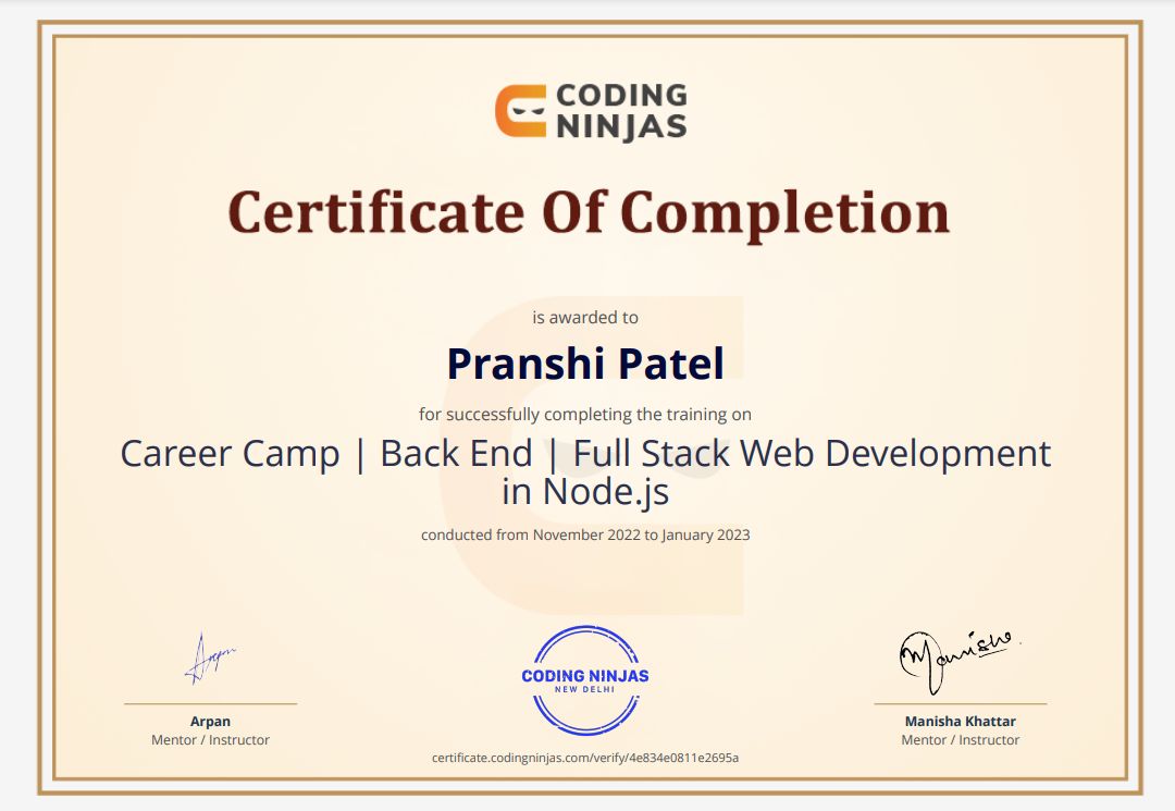 Pranshi Patel on LinkedIn: #codingninja #coding #javascript # ... Pranshi Patel on LinkedIn: #codingninja #coding #javascript # ...