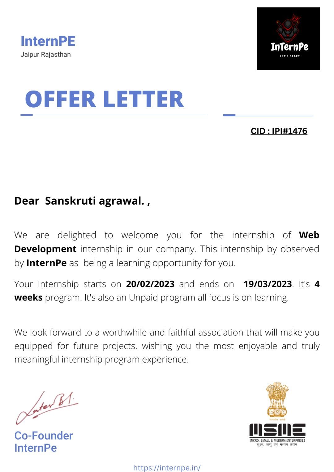 Sanskruti Agrawal on LinkedIn: #connections #intern #opportunity # ... Sanskruti Agrawal on LinkedIn: #connections #intern #opportunity # ...