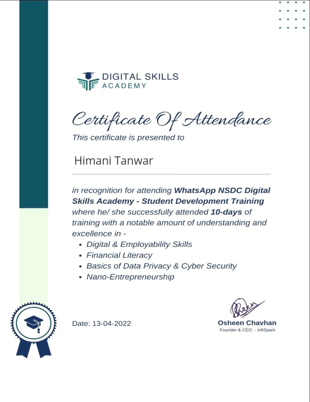 Himani Tanwar on LinkedIn: #certification #skillsforlife #academy # ... Himani Tanwar on LinkedIn: #certification #skillsforlife #academy # ...