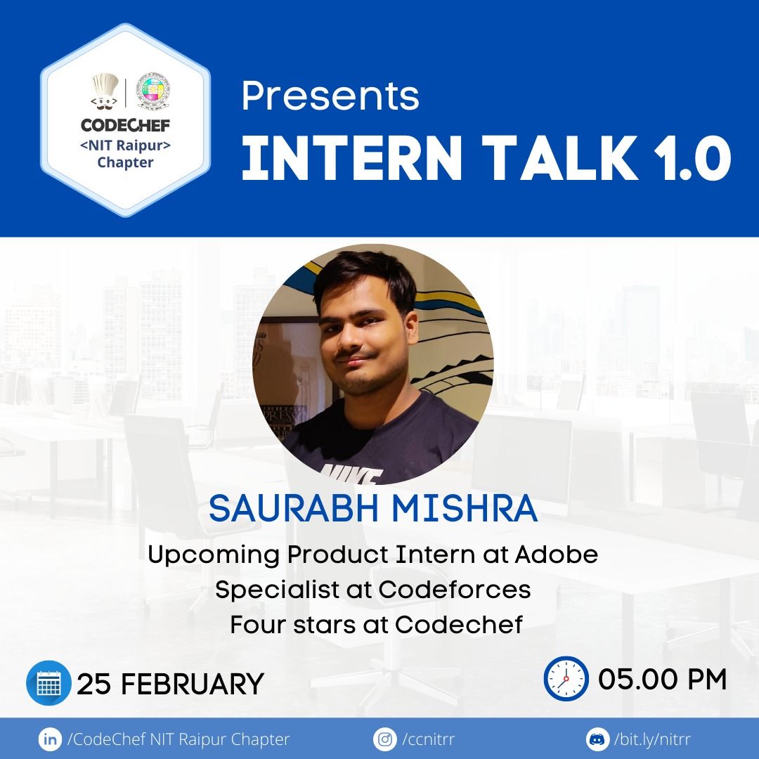 CodeChef NIT Raipur Chapter on LinkedIn: #codechef #nitrr #event # ... CodeChef NIT Raipur Chapter on LinkedIn: #codechef #nitrr #event # ...
