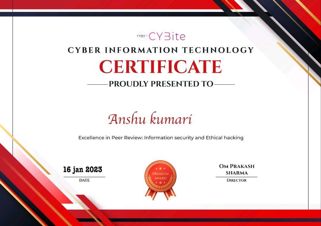 Anshu Kumari on LinkedIn: #certificate #cyber Anshu Kumari on LinkedIn: #certificate #cyber