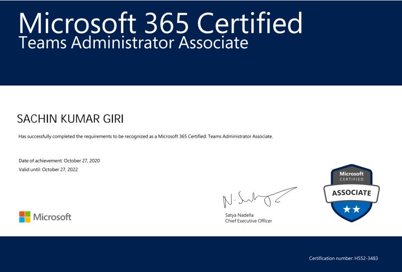 Sachin Giri on LinkedIn: #mscertification #microsoft #teams Sachin Giri on LinkedIn: #mscertification #microsoft #teams