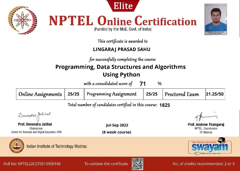 Lingaraj Prasad Sahu on LinkedIn: #nptel #swayam #python # ... Lingaraj Prasad Sahu on LinkedIn: #nptel #swayam #python # ...