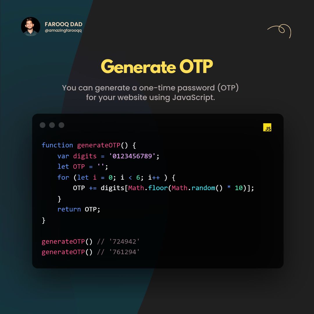Farooq Dad Khan on LinkedIn: 💚 JavaScript Tip 💚 You can generate a one ... Farooq Dad Khan on LinkedIn: 💚 JavaScript Tip 💚 You can generate a one ...