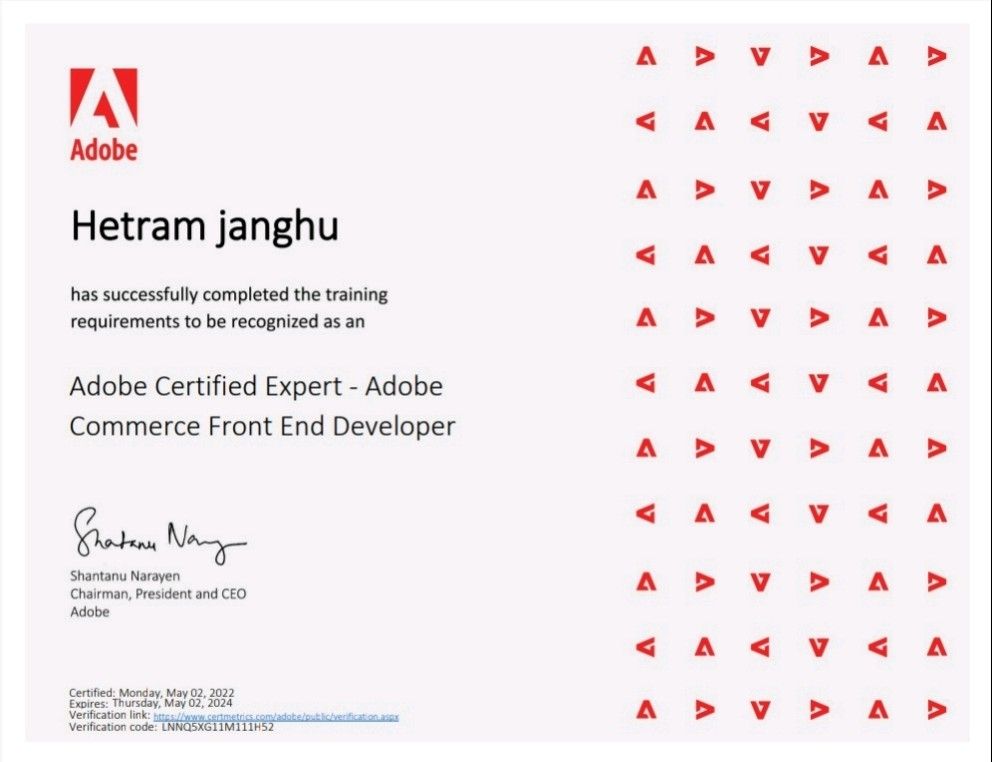Hetram Janghu on LinkedIn: Finally, Got Adobe Certified Expert - Adobe ... Hetram Janghu on LinkedIn: Finally, Got Adobe Certified Expert - Adobe ...