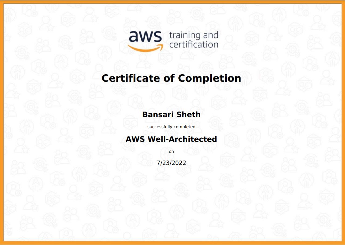Bansari Sheth on LinkedIn: #awscertified Bansari Sheth on LinkedIn: #awscertified
