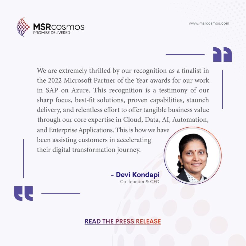 Raj kumar Bogam on LinkedIn: MSRcosmos recognized as a finalist of 2022 ... Raj kumar Bogam on LinkedIn: MSRcosmos recognized as a finalist of 2022 ...
