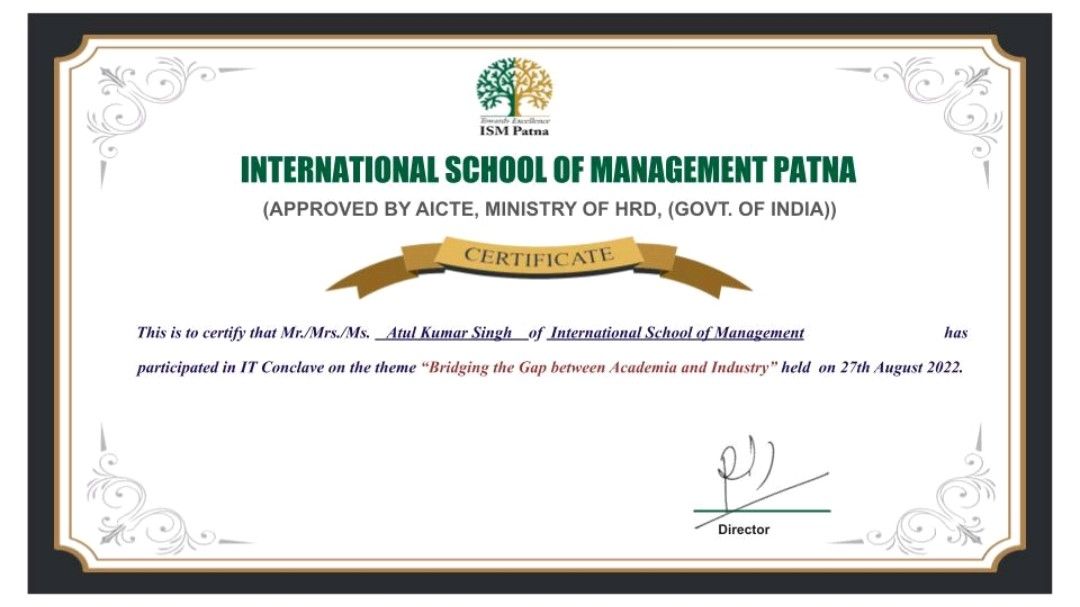 Atul Kumar singh on LinkedIn: Certificate of IT conclave Atul Kumar singh on LinkedIn: Certificate of IT conclave