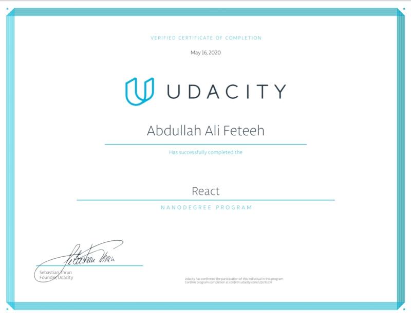 Abdullah Ali on LinkedIn: #react #nanodegree Abdullah Ali on LinkedIn: #react #nanodegree