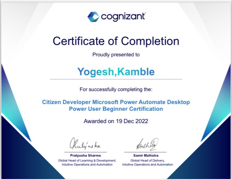 Yogesh Kamble on LinkedIn: Delighted to receive the Power Automate ... Yogesh Kamble on LinkedIn: Delighted to receive the Power Automate ...