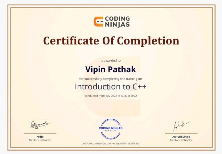 Vipin Pathak on LinkedIn: #codingninjas #coding Vipin Pathak on LinkedIn: #codingninjas #coding