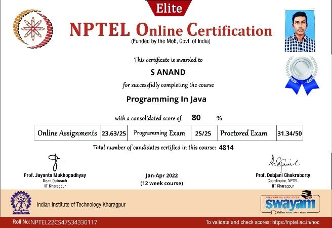 Anand S on LinkedIn: #java #programming #nptel Anand S on LinkedIn: #java #programming #nptel