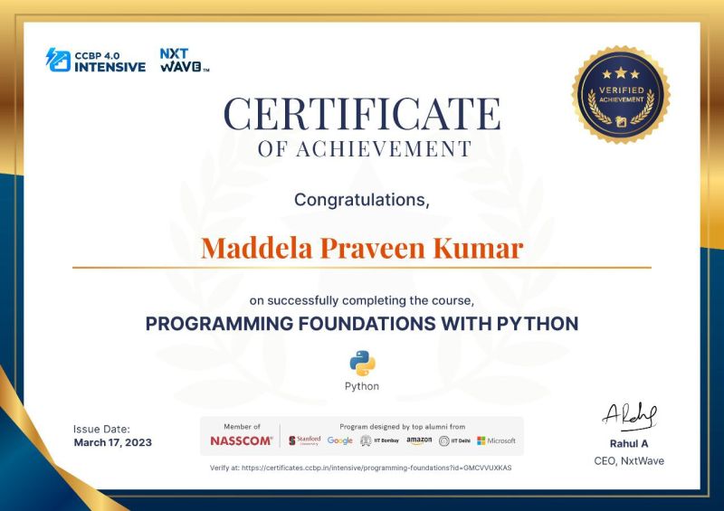 Praveen Kumar Maddela on LinkedIn: #nxtwave #pythonprogramming # ... Praveen Kumar Maddela on LinkedIn: #nxtwave #pythonprogramming # ...
