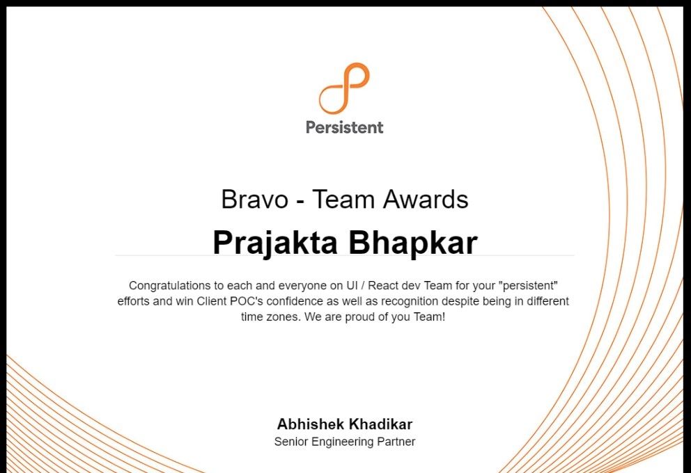 Prajakta Bhapkar on LinkedIn: Thank you Persistent Systems for this ... Prajakta Bhapkar on LinkedIn: Thank you Persistent Systems for this ...