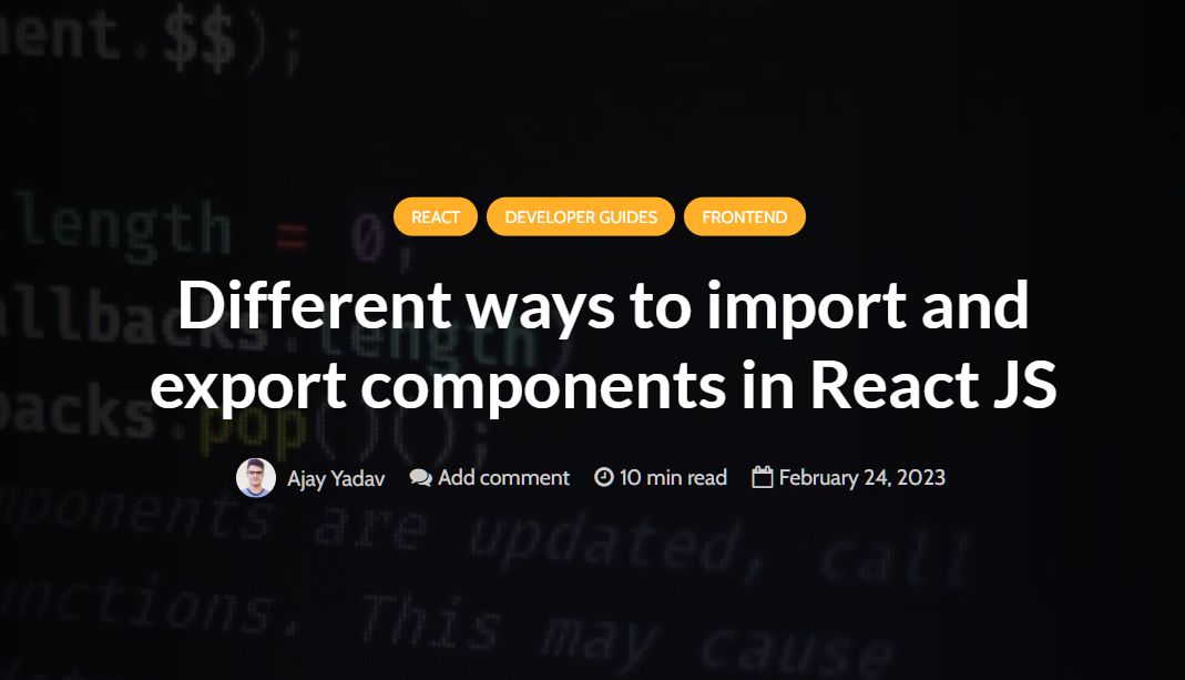 Ajay Yadav on LinkedIn: #reactjs #export #reactjsdevelopment #react # ... Ajay Yadav on LinkedIn: #reactjs #export #reactjsdevelopment #react # ...
