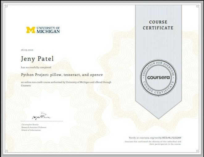 Jeny Patel on LinkedIn: #python3 #coursera #imageprocessing Jeny Patel on LinkedIn: #python3 #coursera #imageprocessing